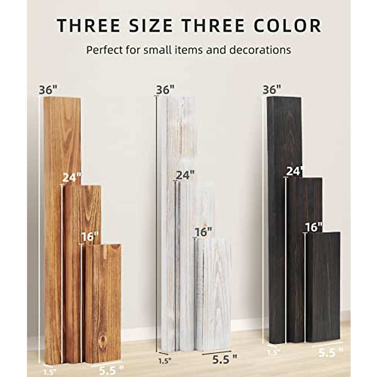 2 Pack 16" Solid Cedar Wood Floating Shelves, Brushed Finish, Wall Mounted for Home Living Room Bathroom