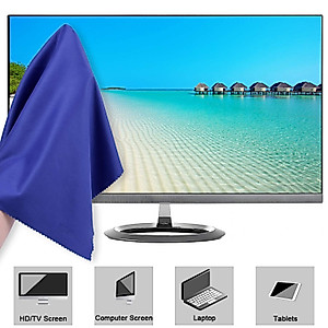 Wisdompro Extra Large 4-Pack Microfiber Cleaning Cloth For Laptop, LCD TV, Computer Screen, Monitor, Tablet, Camera Lens, Glass, Lenses, Phone, iPhone, iPad, other Delicate Surface - Blue (16x16 Inch)