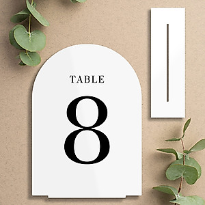 YourGala White Arch Wedding Table Numbers with Double Sided Lettering 1-20, Acrylic Signs with Stands, Perfect for Weddings, Events, Parties, Ceremonies