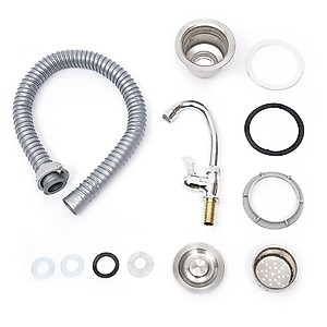 47" x 24" x 32" Free Standing Single Bowl Commercial Kitchen Sink Set, Stainless Steel Prep & Utility Restaurant Kitchen Sink w/Workbench/Faucet for Restaurant, Kitchen, Garage (US Stock)