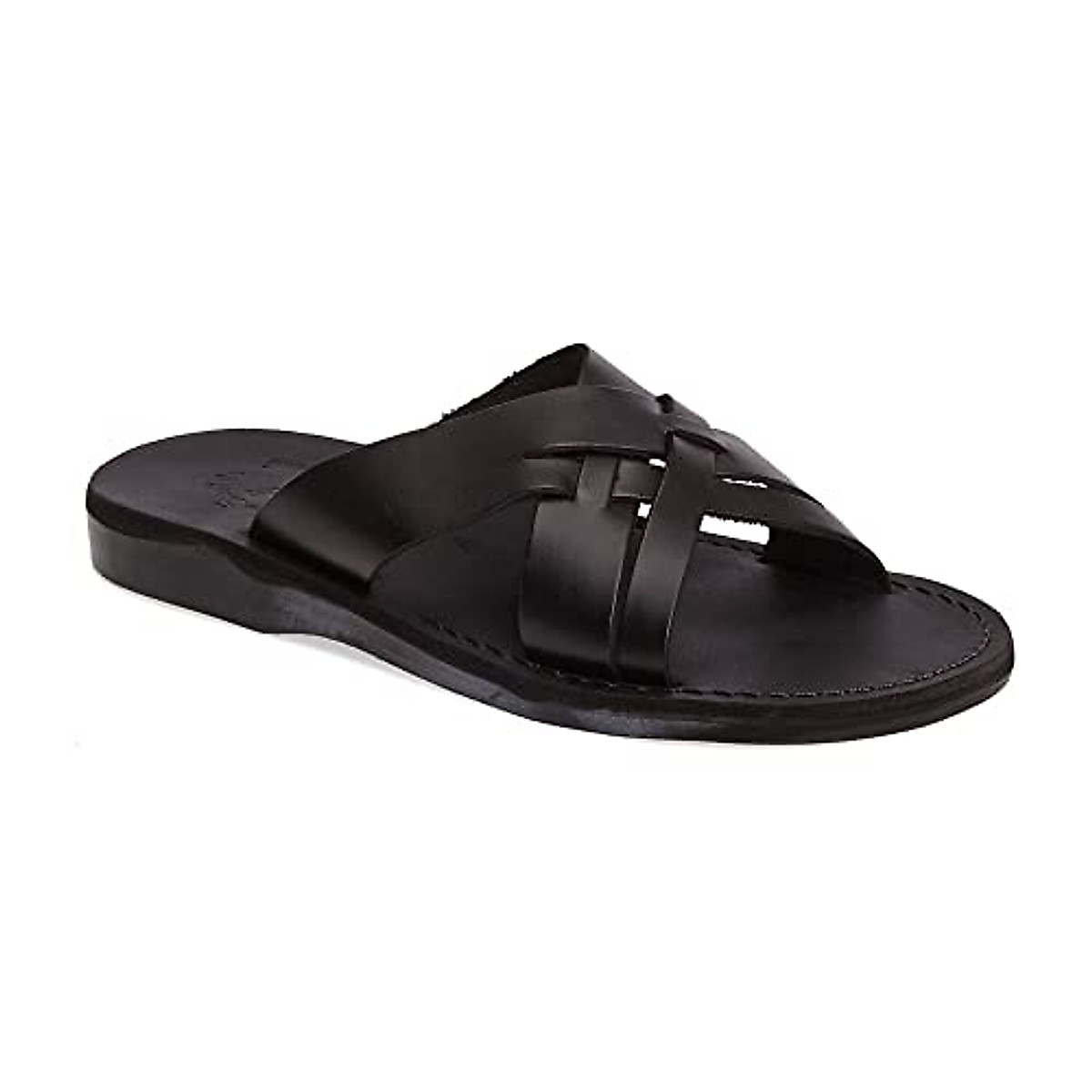 Jerusalem Sandals Jesse - Leather Woven Strap Sandal - Black
