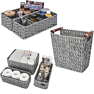 GRANNY SAYS Bundle of 3 Sets Wicker Storage Baskets for Organizing Pantry Room