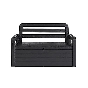 ALIDAM Deck Box Storage Box 70 Gallon Outdoor Deck Storage Box Chest Bench, Dark Gray Patio Deck Garden Furniture