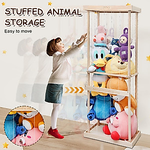 Upgrade Stuffed Animal Storage, Stuffed Animal Storage Zoo with Bottom, Wooden Stuffed Animal Storage, Large Stuffed Animal Cage, Gift for Playroom, Bedroom, Living Room