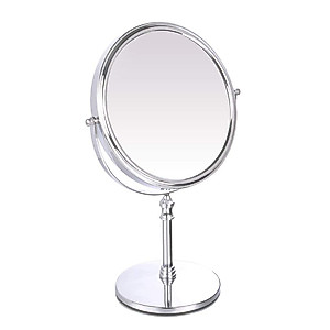 KONGZIR Bathroom Mirror Make-up Mirror Office Beauty Mirror with 3X Magnification and 360 deg; HD All-Round View; Princess Mirror Travel Portable Silver Rotation