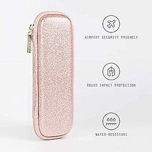 Comfyable Pencil Holder Pencil Case for Apple Pencil, Pen Accessories Elastic Strap Sleeve Protective Carrying Case for Stylus USB Cable AirPods with Mesh Pockets, Rose Gold