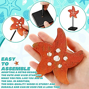 3 Pcs Summer Beach Tiered Tray Decor Starfish Table Decor Summer Wooden Table Signs Rustic Farmhouse Tabletop Centerpiece for Home Office Bedroom Table Shelf Desk