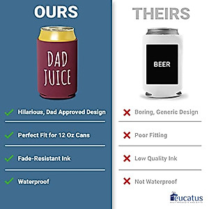 Funny, Collapsible Neoprene Beer Holder, 2 Pc. Novelty Beverage Sleeves for Cans with Gag Quotes - Dad Juice, Dad Joke Loading. Insulated Drink Cooler Gifts for 12Oz Alcohol, Beers, Wines, Sodas, IPAs