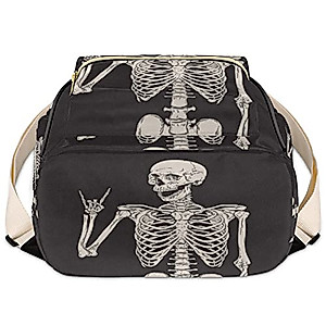 Funky Qiu Backpack Purse for Woman Rock Skeleton Skull PU Leather Fashion Mini Backpack Casual Bag for Woman Girls