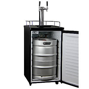 Kegco K199SS-2P Kegerator Two Keg Beer Cooler - Premium Double Faucet D System Kit - Stainless Door