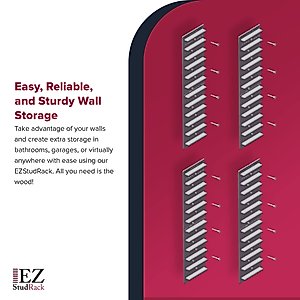 Made in USA | EZStudRack Adjustable Between Stud Shelf Bracket | Shelf Brackets for Wall Mounted Shelf | Shelving Brackets for Home | Garage Shelf Brackets- Wood Not Included- 32Pack (16 Pair) Gray