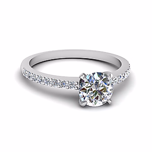 Jewelryonclick Delicate Diamond Engagement Ring sterling silver Created Cubic Zircon Round shape White color Petite Engagement Rings prong Setting in Size 4 Casual Wear for Gift