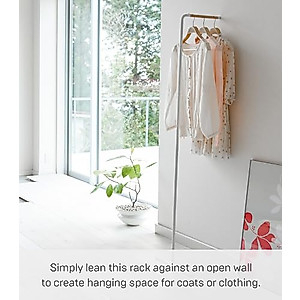 Yamazaki Home Leaning Slim Coat Hanger Clothes Rack, Space Saving Steel One Size White
