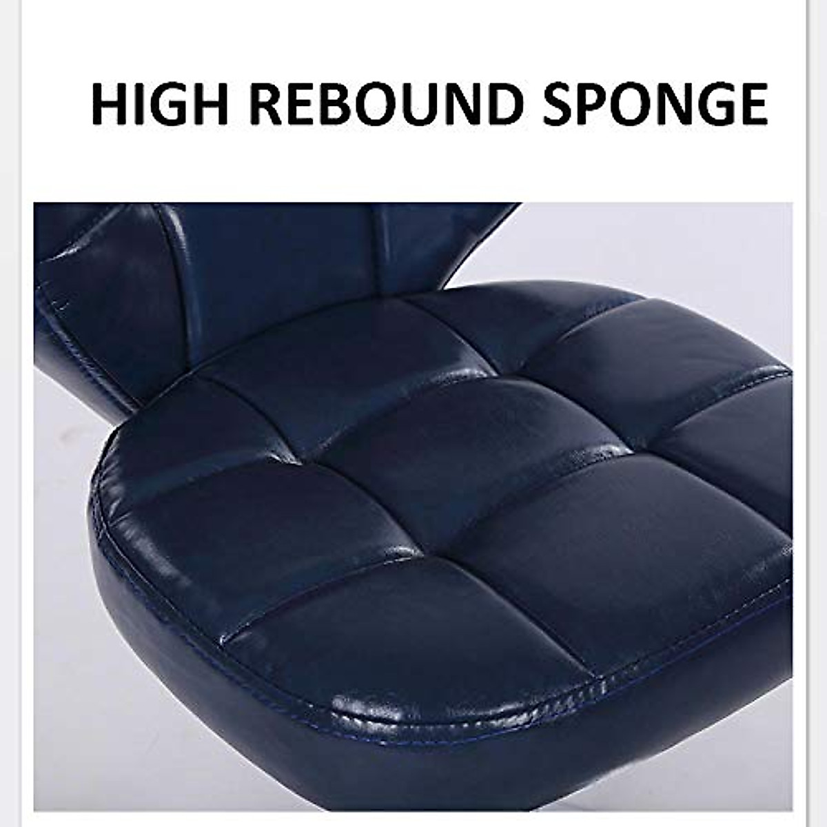 Beauty Stool Chair with Wheels，Adjustable Saddle Stool with Blue Synthetic Leather Seat，Adjustable Height 52-62 cm，Supported weight 160 Kg，Reflexology Chair Stool with Backrest for Beauty Salon Kitch