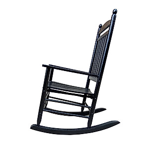 Rocking Rocker-A040BK Black Wood Porch Rocker/Outdoor Rocking Chair -Easy to Assemble-Comfortable Size-Outdoor or Indoor Use
