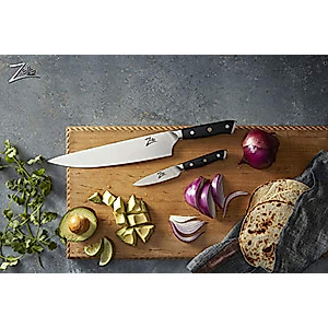 Zelite Infinity Chef Knife 10 Inch, Chefs Knife, Kitchen Knife, Chef's Knives, Chef Knives, Sharp Knife, Vegetable Knife - German High Carbon Stainless Steel - Pakkawood Handle - Leather Sheath