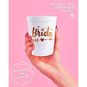 Bachelorette Party Favors Cups (11 packs),Bride & Team Bride Decorations Supplies for Wedding Shower Reusable Plastic Cups
