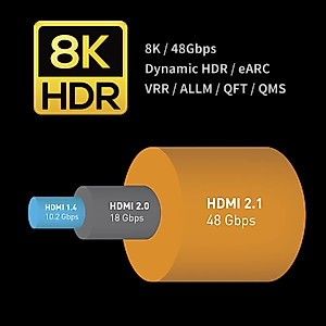 Zeskit Optical Fiber 10m (33ft) 48Gbps Ultra High Speed HDMI Cable 8K60 4K120 144Hz eARC HDR HDCP 2.2 2.3 Compatible with Dolby Vision Apple TV 4K Roku Sony LG Samsung Xbox Series X RTX 3080 PS4 PS5