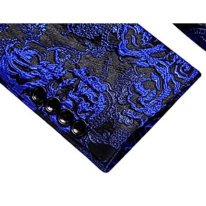 COOFANDY Men's Floral Tuxedo Jacket Rose Embroidered Suit Jacket Wedding Prom Dinner Party Blazer