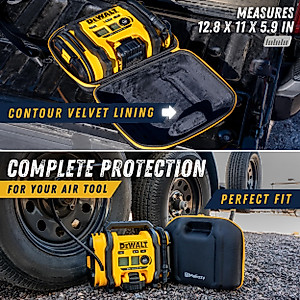 MeEazy Hard Storage Case for DEWALT DCC020IB 20V Max Air Compressor Tire Inflator, Protective Custom-Fit Storage, Padded Bag with Splash Proof YKK Zippers, Form-Fitting Shell & Wide Shoulder Strap