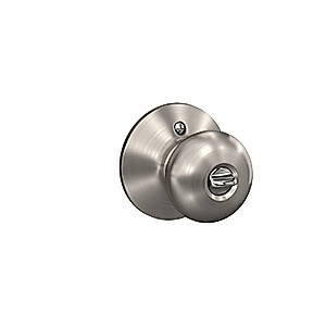 Schlage F51A PLY 619 Plymouth Door Knob, Keyed Entry Lock, Satin Nickel
