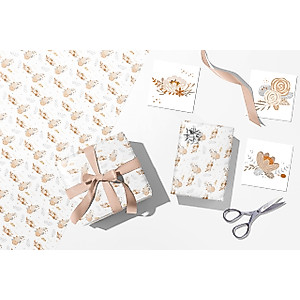 Brave November Gift Wrapping Paper- 3 Wrapping Paper Sheets (25"x35"), 3 Cards & Ribbon-Floral Wrapping Paper Wedding Wrapping Paper and Ribbon Set- Bridal Shower Wrapping Paper & Baby Wrapping Paper