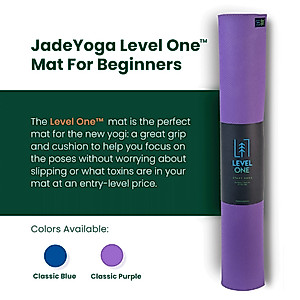 JadeYoga Level One Yoga Mat - Secure Grip, Comfortable & Durable Exercise Mat for Beginners - Portable Padded Mat - Fitness Mat for Yoga, Pilates, Stretching, Home Workout and More (Classic Purple)