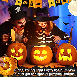 Beeplove Pumpkin Carving Kit - 25 Pcs Safe Pumpkin Carving Stencils with Lights Carving Knive Scooper Hammer, Stainless Steel Carving Tools for Halloween Adults Kids DIY Pumpkins