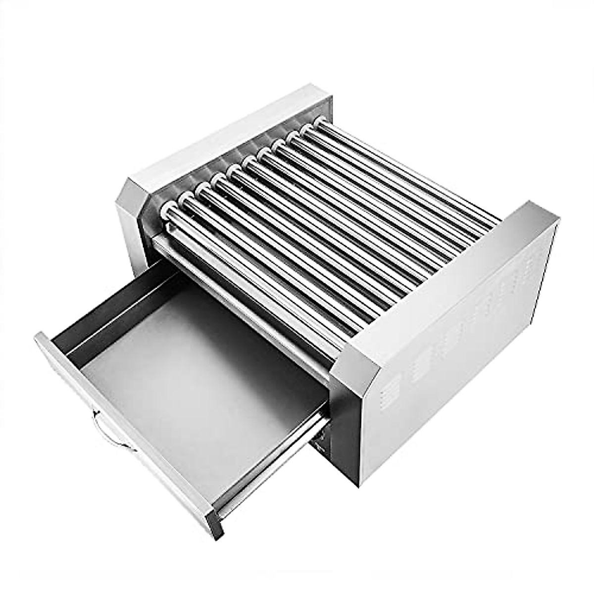 PartyHut 30 Hot Dog Roller Warmer Grill Cooker Machine, Commercial Grade, (with Bun Warmer Drawer, 11 Non-Stick Rollers, 30 Hot Dog Sausage Grill Cooker, and Removable Stainless Steel Drip Tray)
