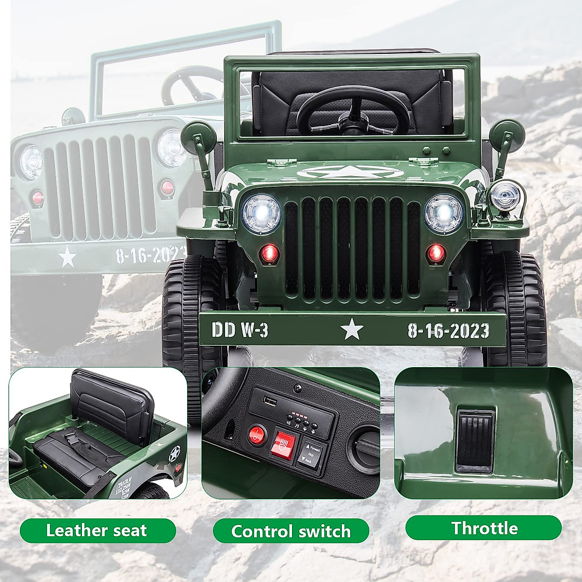 AVRCECI Ride On Truck 12V Electric Vehicles Battery Powered Ride on Car Toys w/Four Wheels,Remote Control, Music,LED Lights, High and Low Speed for Boys Girls Toddlers(Green)