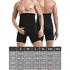 SHIONF Men Tummy Control Shorts High Waist Underwear Slimming Shapewear Body Shaper Leg Boxer Briefs (Black, Medium)