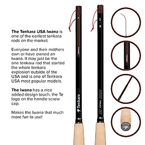 Tenkara USA Fly Fishing IWANA™ Rod with Case, Classic All-Around for Small to Medium Fish - Ultra-Light, Gloss Carbon Finish (12ft - 366cm)