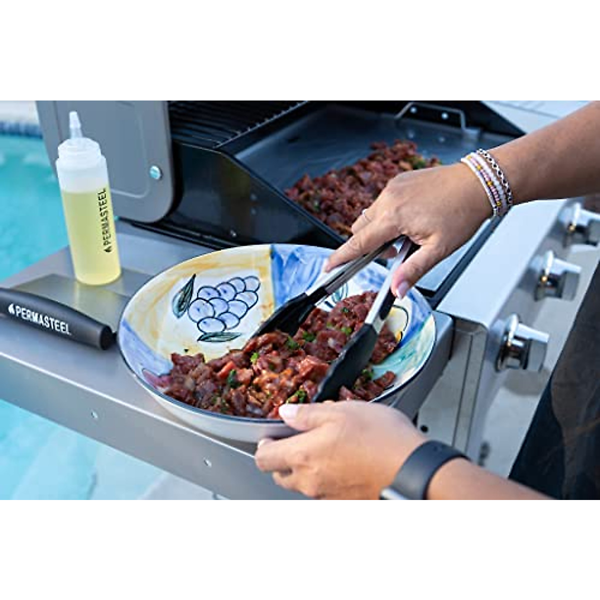 Permasteel Griddle Accessories Kit for Flat Top Grills | 10-Pc Griddle Tool Set for Outdoor Griddle, PA-12003, Spatulas, Tong, Turner, Grill Scraper, Egg Rings, Squeeze Bottles