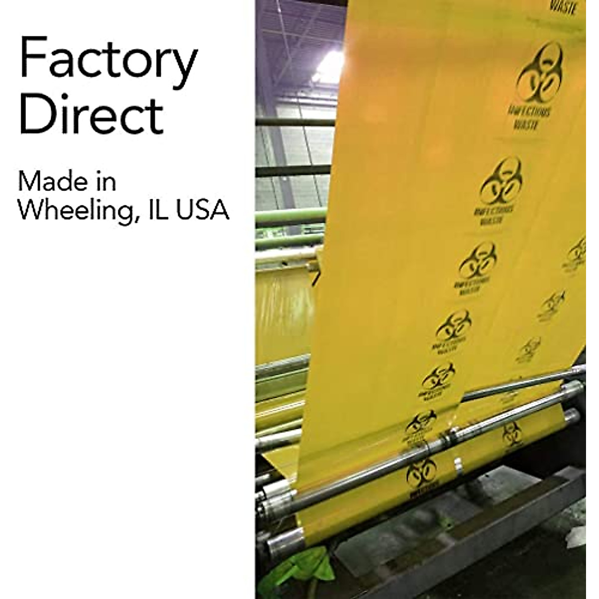 Resilia Medical - Biohazard Bags - For Infectious Waste Disposal, Meets DOT ASTM Standards for Hospital Use, Yellow, 33 Gallon, 29x43 Inches, 25 Bags