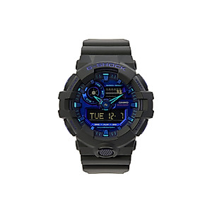 Mens G-Shock Virtual Black Metallic Analog/Digital Watch, Blue Violet