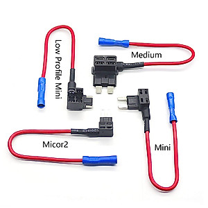 4 Types Add-a-Circuit Fuse Tap Adapter with Standard & Mini & Low Profile Mini & Micro2 Blade Fuse Holder for Cars Trucks Boats (8 Pack)