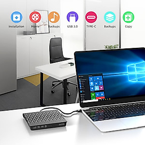 YOTUO External DVD Drive for USB 3.0 Type C, Portable DVD Write CD Burner RW ROM Optical Drive Player Reader Disk Disc with Laptop Desktop PC Windows 11/10/8/7, Mac Pro/Air MacBook, Linux (SY-IDD021)