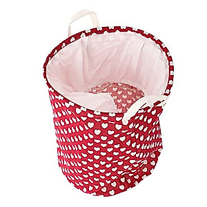 Zerodeko Drawstring Laundry Hamper Dirty Clothes Basket Collapsible Clothes Hamper Folding Clothes Container Storage Bin with Handle for Home Bedroom Organization Red