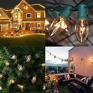 25 Pack C9 Clear Christmas Repalcement Bulbs, C9 Christmas Replacement Light Bulb for Christmas String Light, E17 Intermediate Base- 7 Watts