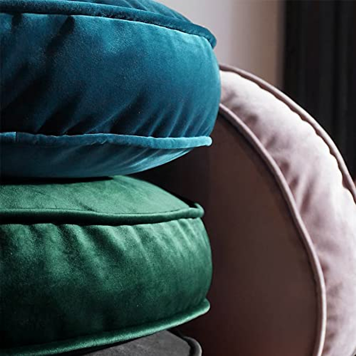 YIUOR Velvet Pouf for Nursery Floor Cushion Soft Round Throw Pillow Baby Room Seat Mattress Bean Bag Chair for Reading Nook