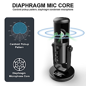 Aokeo USB Microphone, Condenser Podcast Microphone for Computer. Suitable for Recording, Gaming, Desktop, Windows, Mac, YouTube, Streaming, Discord