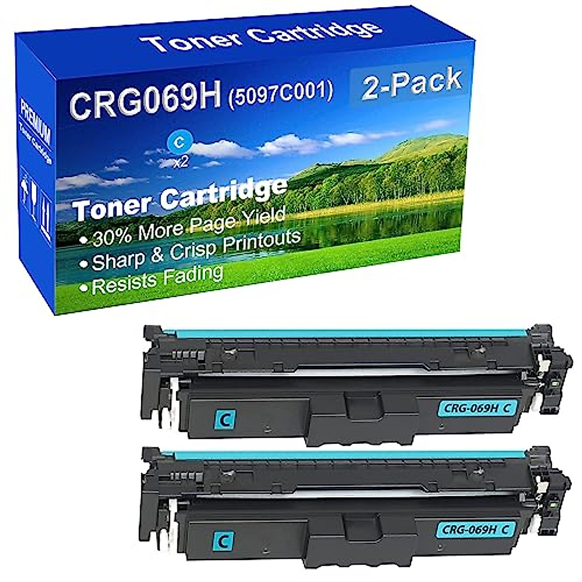 2-Pack (Cyan) Compatible High Capacity CRG-069H CRG069H (5097C001) Toner Cartridge Used for Canon MF753Cdw MF751Cdw LBP674Cdw LBP673Cdw LBP674Cx MF752Cdw MF756Cx Printer