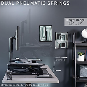 VIVO 32 inch Height Adjustable Stand Up Desk Converter, V Series, Quick Sit to Stand Tabletop Dual Monitor Riser Workstation, Black, DESK-V000VS