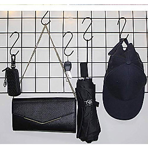 11 Pack Heavy Duty S Hooks Black Steel S Shaped Hooks for Hanging Pans Pots Plants Bags Towels Kitchen Hooks Hanger, Large 3.5 inch