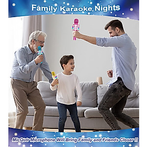 Karaoke Microphone for Kids Adults, Wireless 4 in 1 Handheld Bluetooth Microphone with LED Lights, Portable Smartphone Speaker Boys Girls Singing Toys for Home KTV Outdoor Christmas Birthday Party