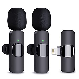 Nartoup Wireless Microphone for iPhone, 2 Pack Professional Dual Lavalier Microphone for Video Recording, Live Streaming, YouTube, Facebook, TikTok, Vlog, Presentation