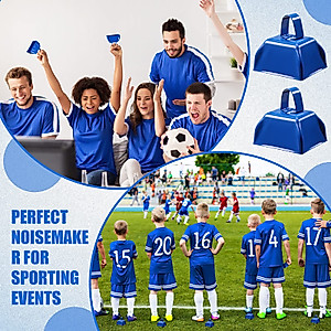 24 Pcs Metal Cowbell Noisemakers with Handles, Cow Bells Noise Makers for Sporting Events 3 Inch, Bulk Cheering Cowbell with Handle for Football Games Homecoming, New Year's Eve (Blue)