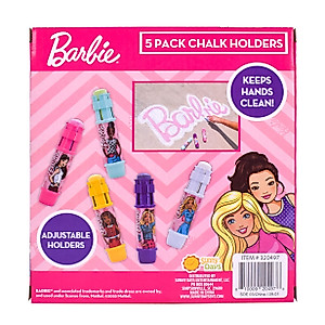 Sunny Days Entertainment Barbie Jumbo Chalk Holders | 5 Chalk Sticks with Holders for Kids | Barbie Outdoor Toys
