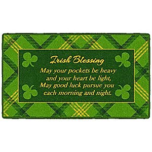 Brumlow MILLS Irish Blessing St. Patricks's Day Lucky Shamrock Washable Festive Print Indoor/Outdoor Rug for Living or Bedroom Carpet, Dining Area, Kitchen or Front Door Mat, 20" x 34"