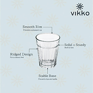 Vikko Small 3.75 Ounce Drinking Glasses, Thick and Durable Mini Glass, Great for Children, Tasting and Small Portions, Dishwasher Safe, Set of 6 Mini Clear Glass Tumblers 3.2” x 2.4”
